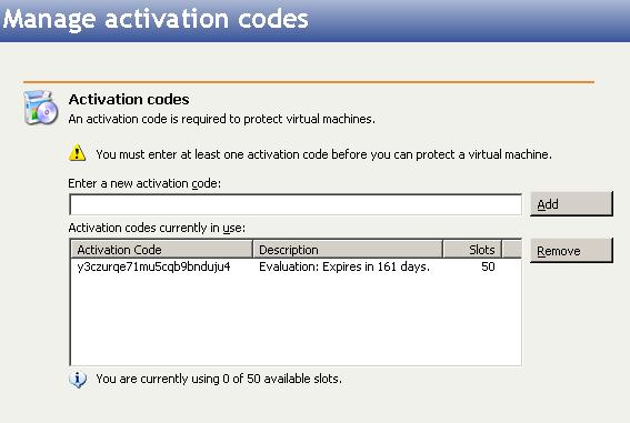 Managing activation codes